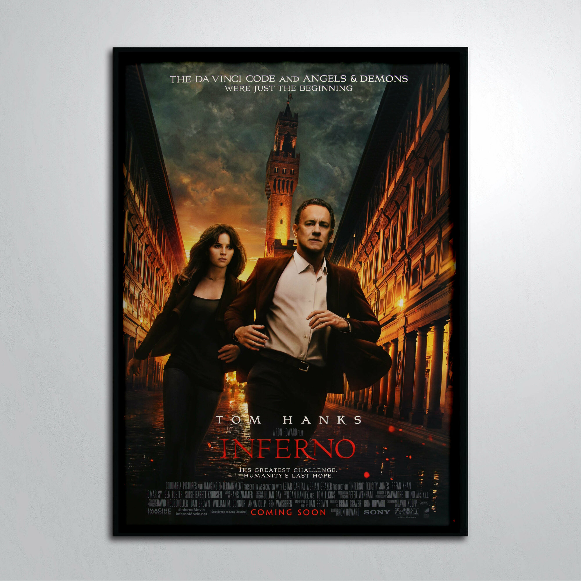Постер без рамы/Дэн Браун Инферно Том Хэнкс Фелисити Джонс Оригинал Inferno (А2/420х594)