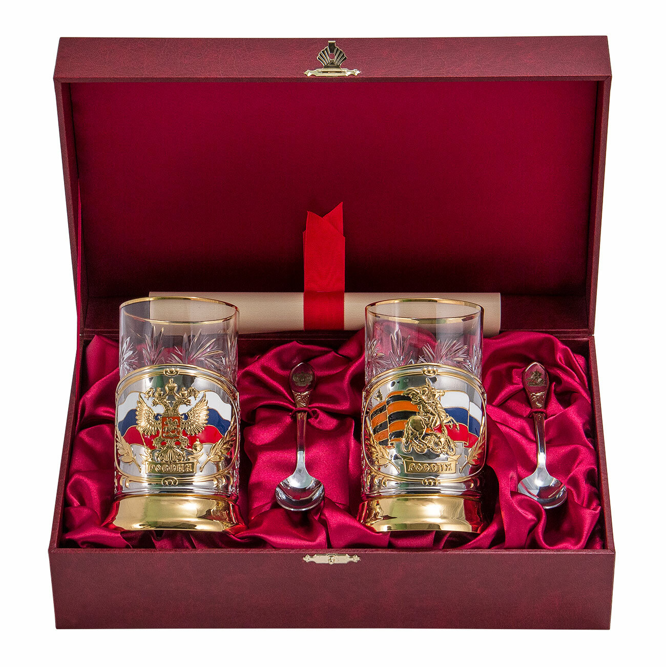 Набор стаканов/чайный набор латунь, стекло Китобой ручная работа