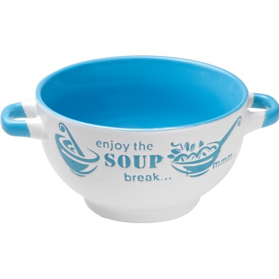 Perfecto Linea Супница керамическая, 140 мм, круглая, серия Окрошка, бело-голубая, (объем 550 мл) (18-292413)