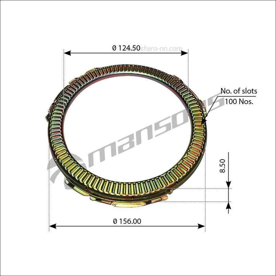 MANSONS 300305 кольцо ступицы !(м) зубчатое ABS 125x156x8.5 z=100 \BPW ECO