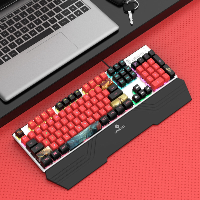 Клавиатура Langtu G700, механическая, с подставкой для рук, зеленая, черная, красная