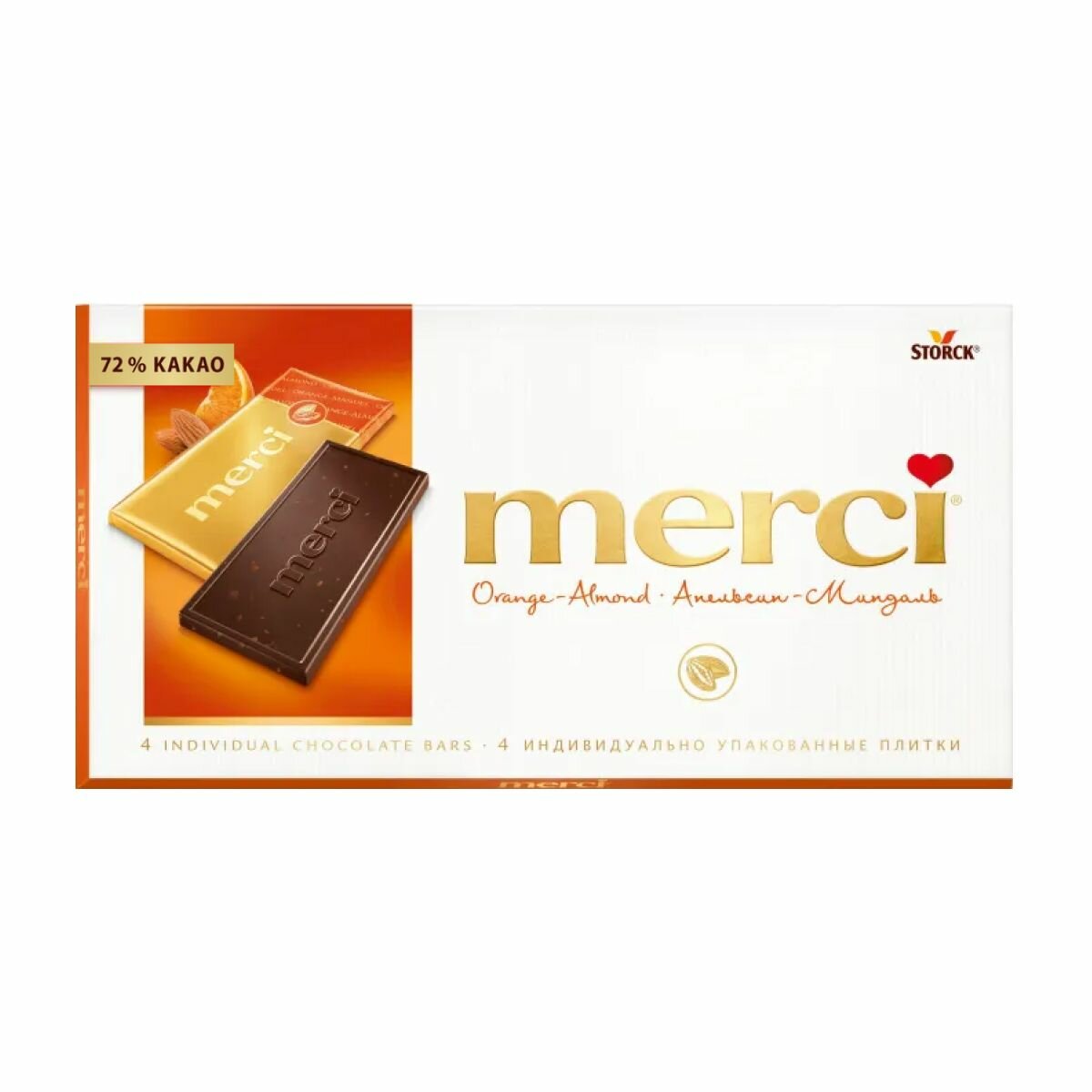 Шоколад "Merci" горький, апельсин-миндаль 100г 1шт