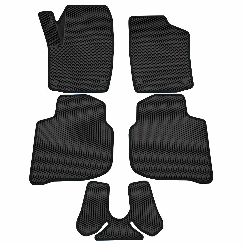 Коврик салонный 3D EVA Ромб резиновый для Skoda Rapid (14-Н. В.) Черный кант, компл