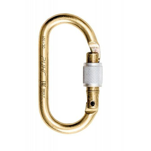 Карабин сталь овал кейлок с муфтой, 30 кН (Ринг)