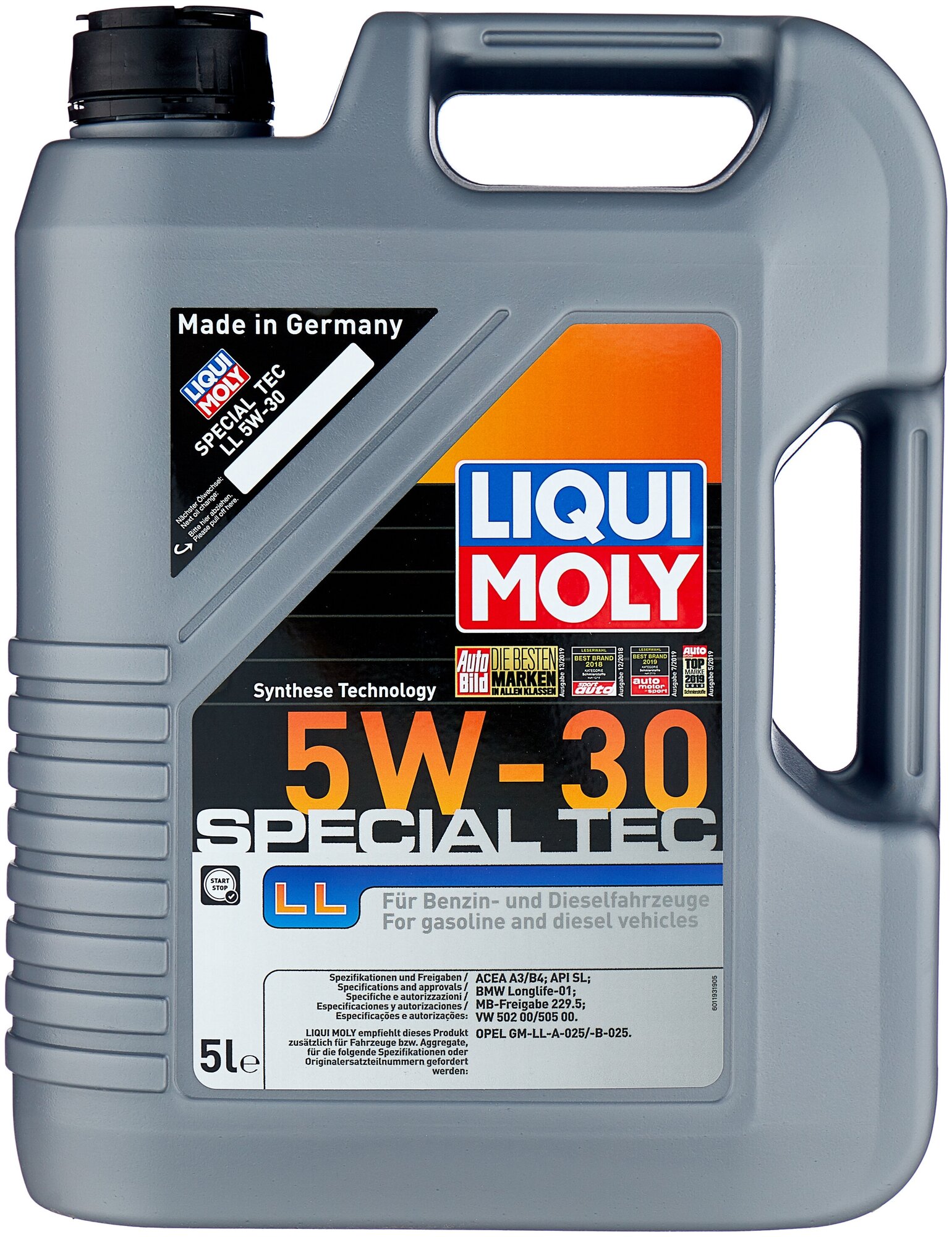 5W-30 Special Tec LL, API SL/CF, 5л (НС-синт. мотор. масло) Liqui Moly 2448