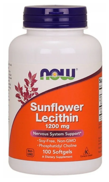 Подсолнечный Лецитин NOW Sunflower Lecithin 1200 мг 100 капсул