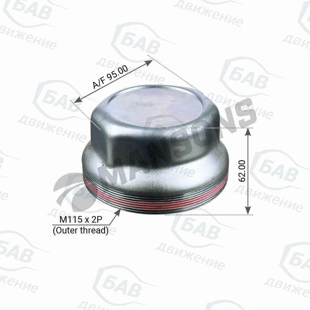 Крышка ступицы (м) M115x2 наружн. SW95 BPW 6.5-9t 300.063 MANSONS