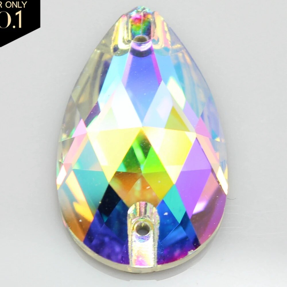 Crystal Castle 4A стеклянные стразы для одежды, овальные капли 3230 Drop 17x28 48pc, Crystal AB