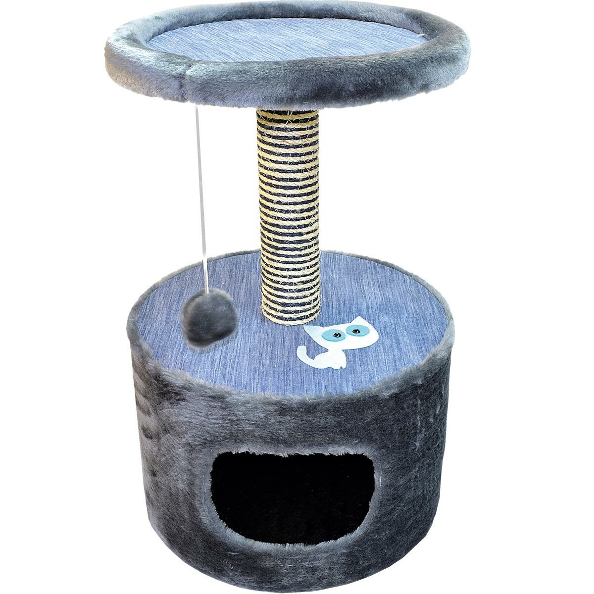 Домик (Зооник) 22088-1 круглый, однотонный мех+меб. ткань, серый (420х660)