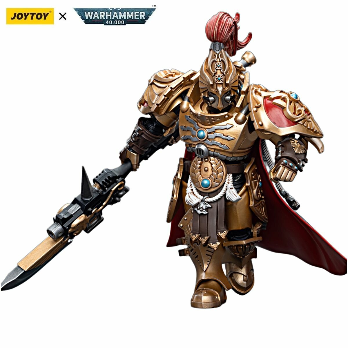 Подвижная фигурка JOYTOY Боевой молот 40K 1:18 Adeptus Custodes Shield Captain with Guardian Spear День Рождества Подарочная модель