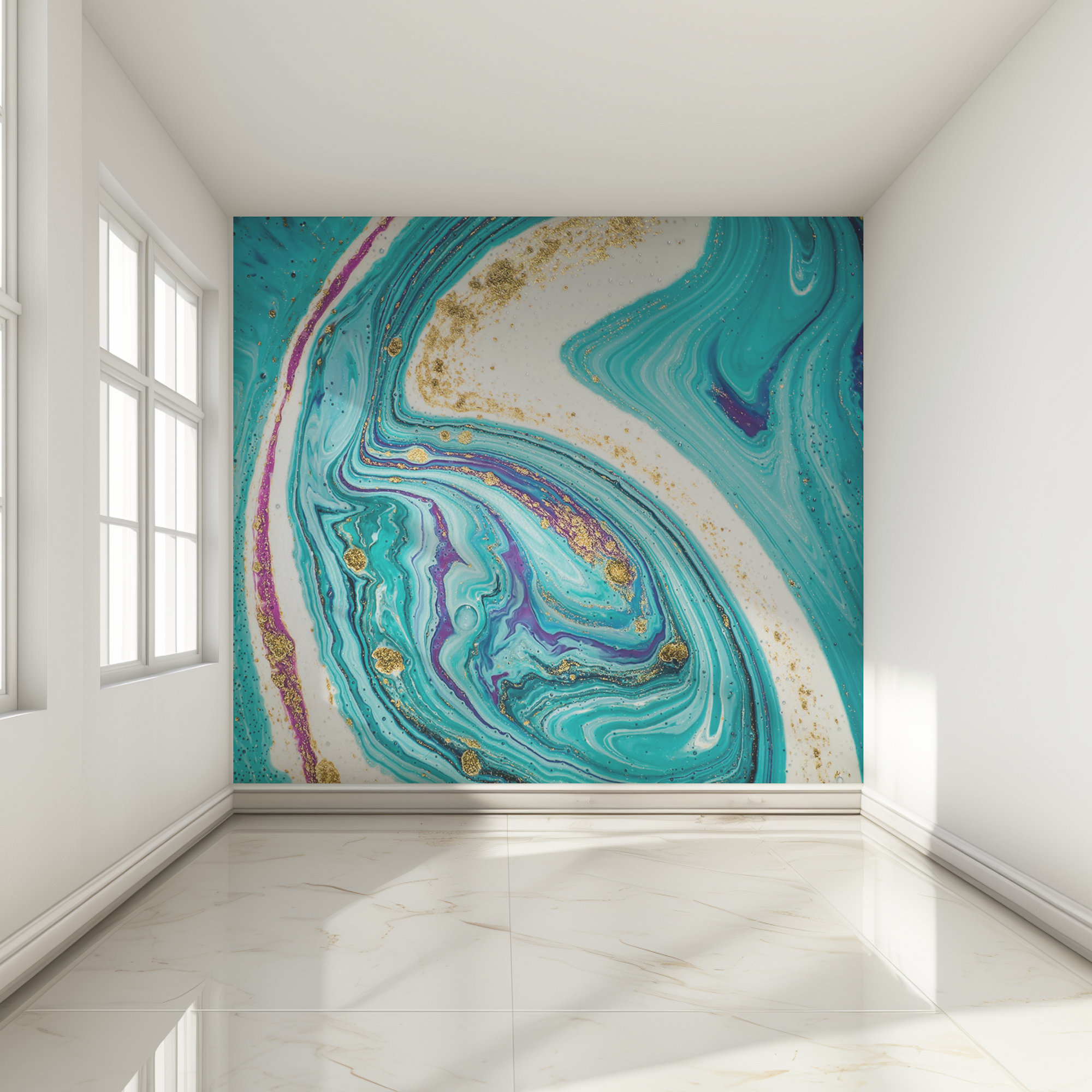 Фотообои 3д на стену "Бирюза", флизелиновые 300х270 см на кухню, спальню, зал