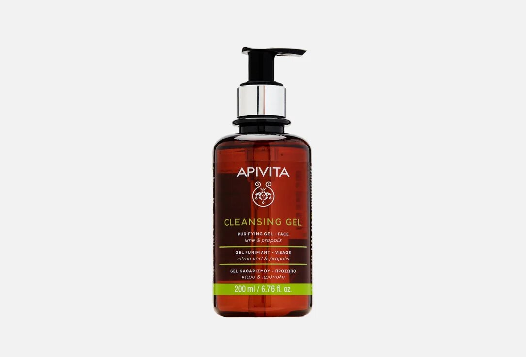Гель для умывания Apivita Lime & Propolis, для жирной и комбинированной кожи, 200мл