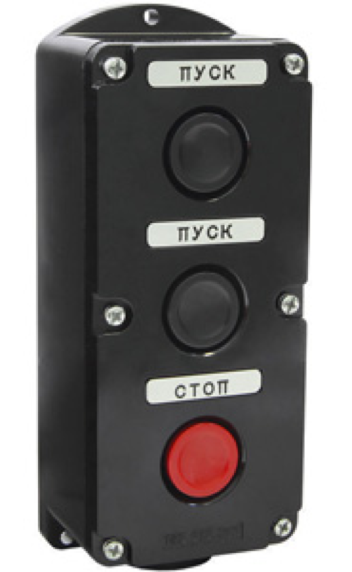 Кнопка управления Электротехник ПКЕ 222-3 У2, красная/черная, IP54 10А 660В, ET519078 / кнопочный пост