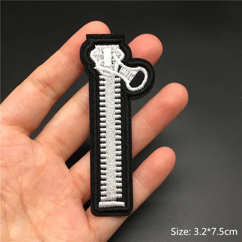 Нашивка молния вышитая, 3.2*7.5см, Черный, PK-0054