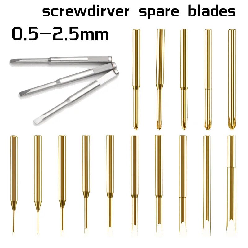 Лезвия для отвертки DAHASE, ширина 1.0mm, Flat Blade, золотой цвет