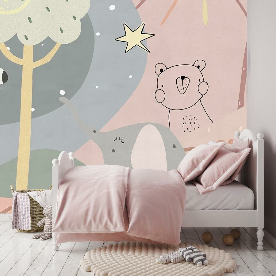 Фотообои Веселые зверята 14-862-S-Флок 270 x 200 см (ВхШ) Бесшовные, флизелиновые, влагостойкие обои MasterFresok