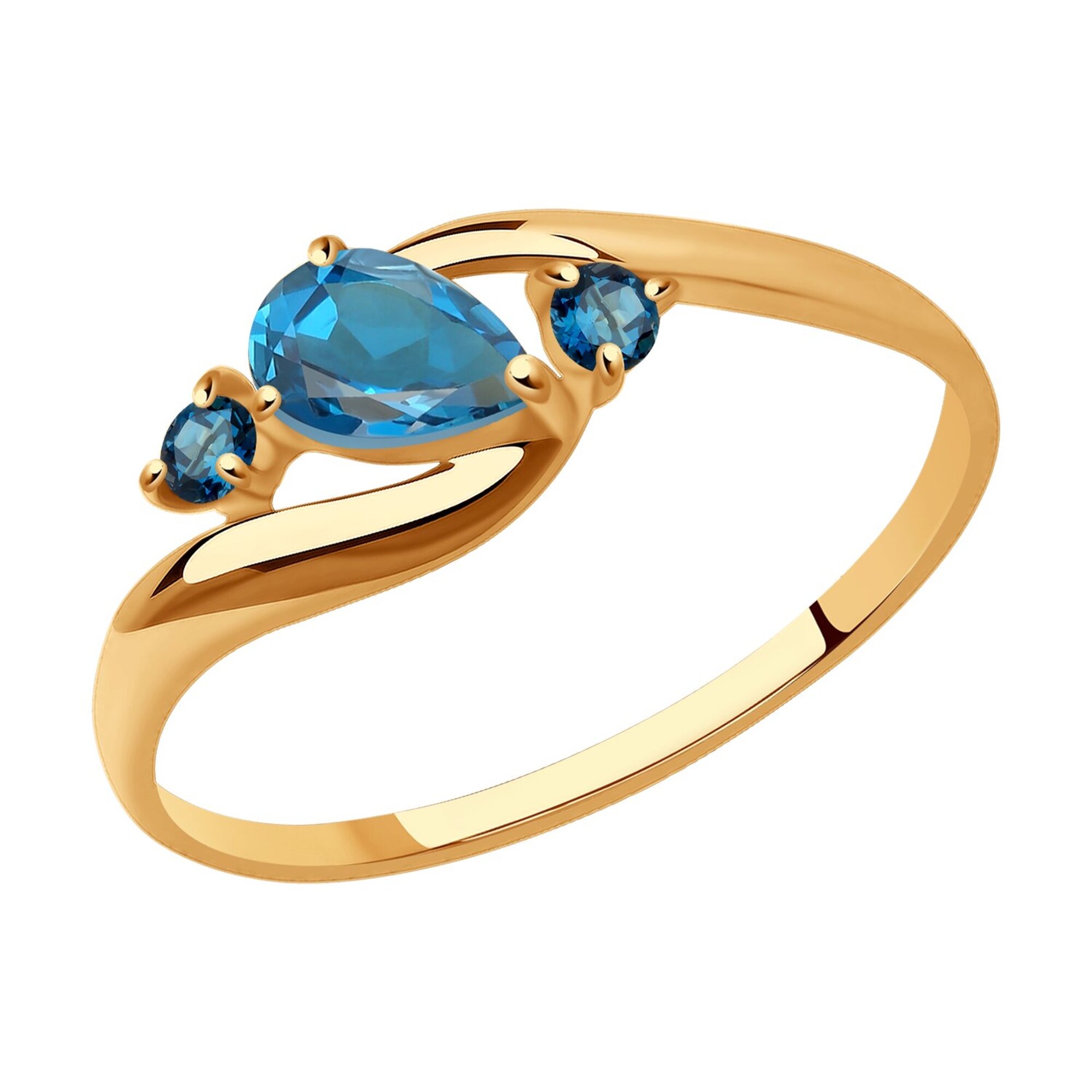 Кольцо, красное золото, 585 проба, Лондон топаз