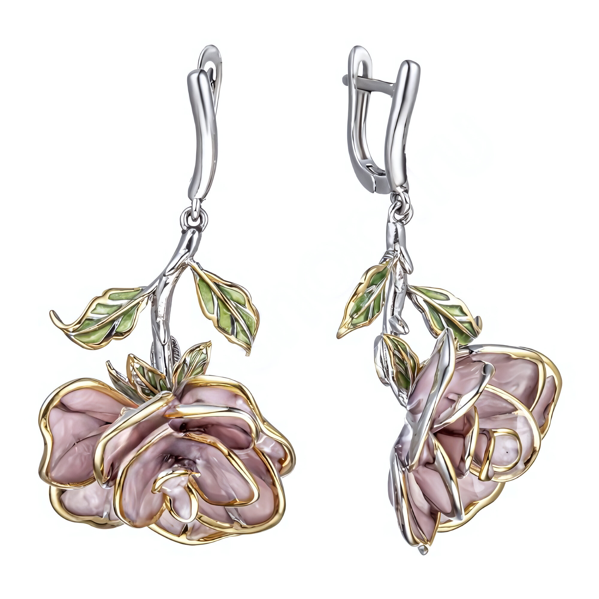 Серьги, серебро, 925 проба, эмаль