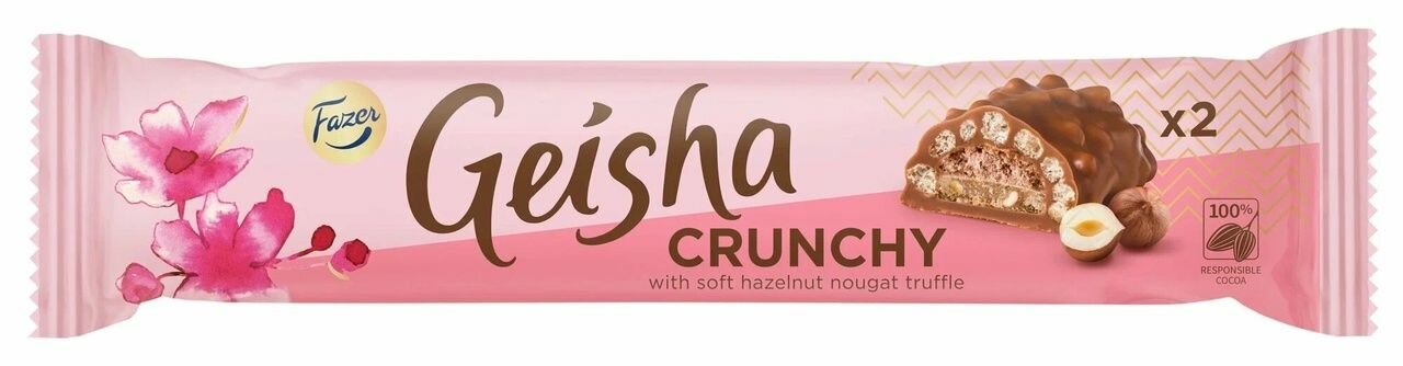 Шоколадный батончик Fazer Geisha Crunchy, 50г (Финляндия)