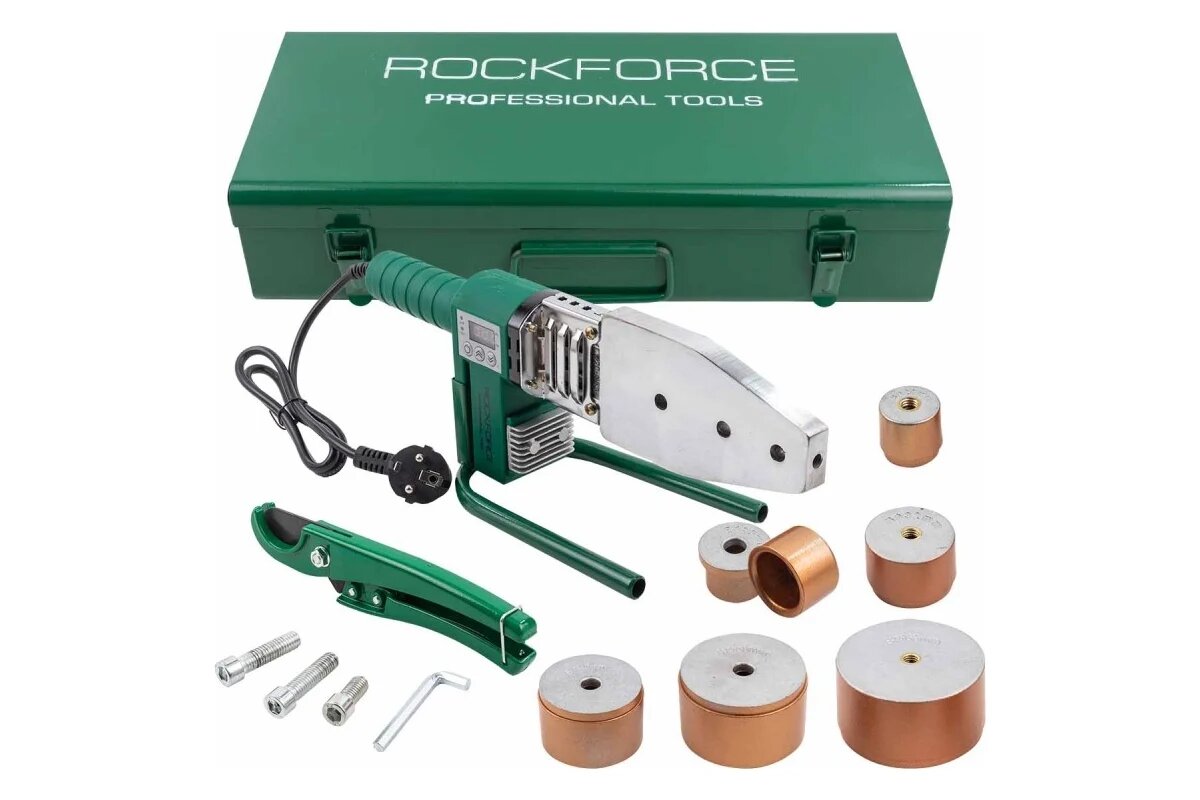 Rockforce Аппарат для сварки полимерных труб (1000W, 6 насадок: 20, 25, 32, 40, 50, 63мм) RF-PW-1002(58978)