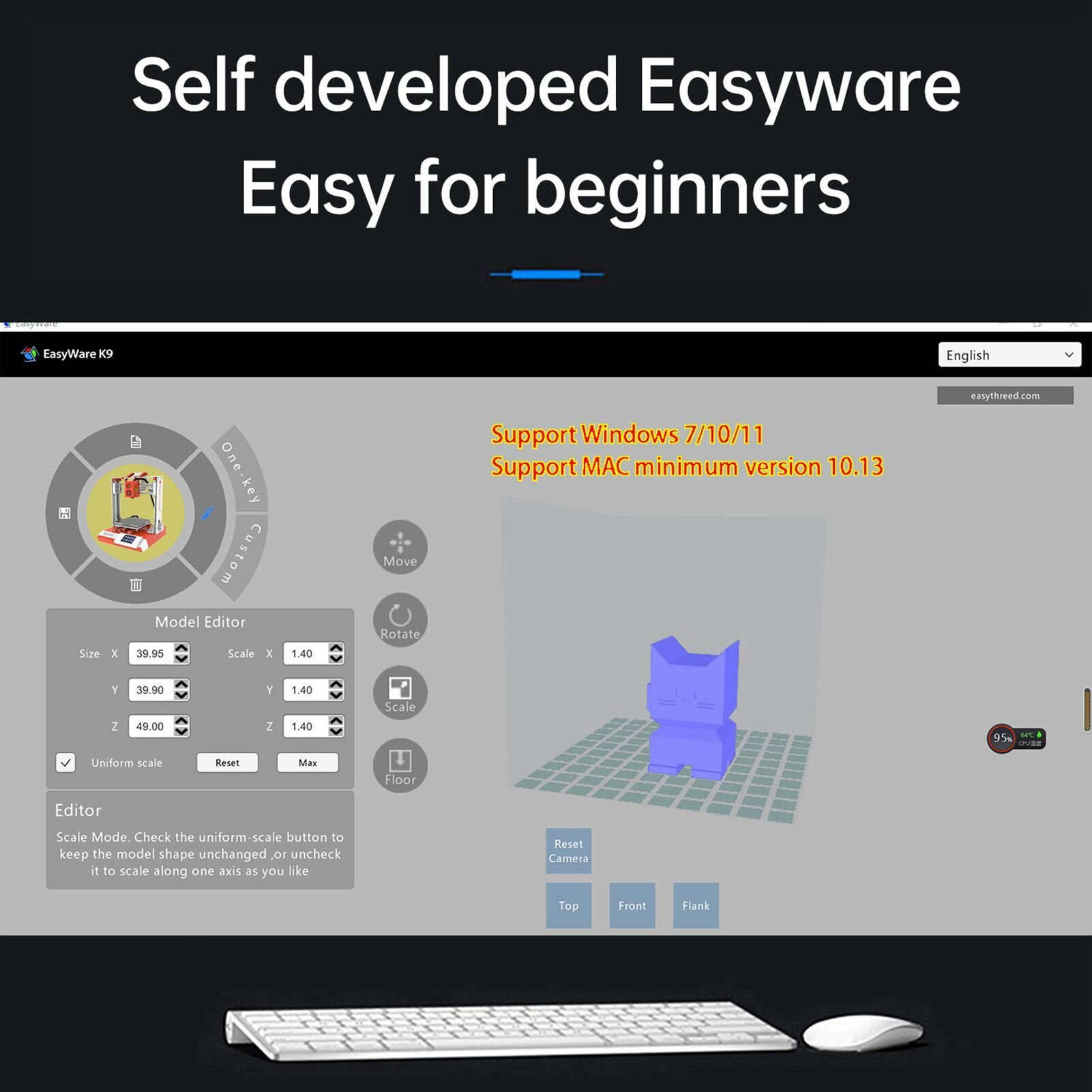 EasyThreed 3D-принтер для детей, мини настольный размер 100x100x100мм, легкая настройка и использование, идеален для образования и творчества