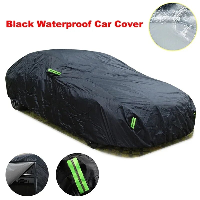 Универсальные чехлы для автомобилей, внедорожников и седанов, водонепроницаемые, защита от солнца, дождя, снега, УФ-излучения, серебро S-XXL, чехол для автомобиля, 1 шт. черный, XXL-5.3X2.0X1.50M
