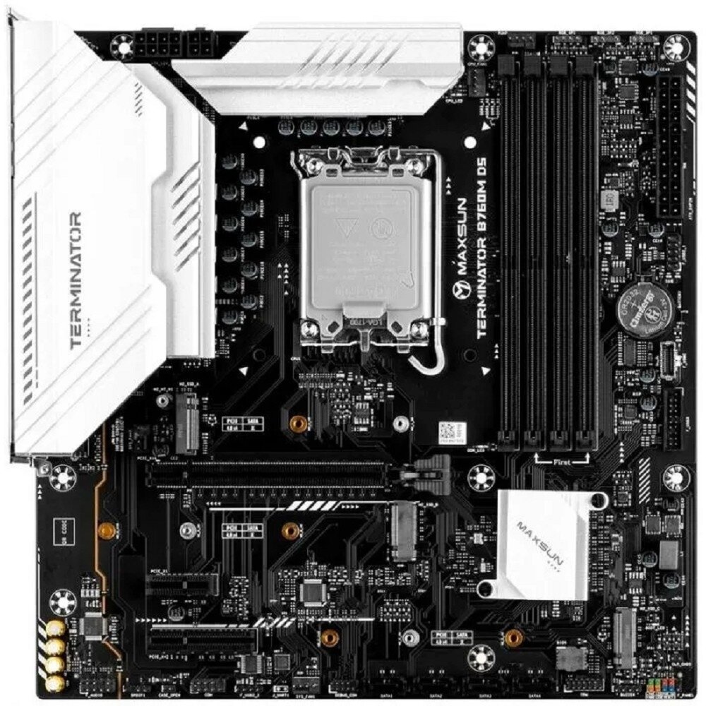 MAXSUN MS-Terminator B760M D5 (Socket 1700, mATX, 4*DDR5, HDMI+DP, 4*SATA3, 3*M.2, 1xPCI-E x16 /1xPCI-E x4, 6*USB 2.0, 2*USB 3.2 Gen1, LAN 1*2.5G, RTL)