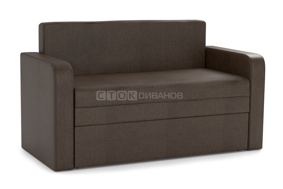 Диван Сток Диванов Соло Chocolate шоколадный 155 см, механизм выкатной, с ящиком для хранения