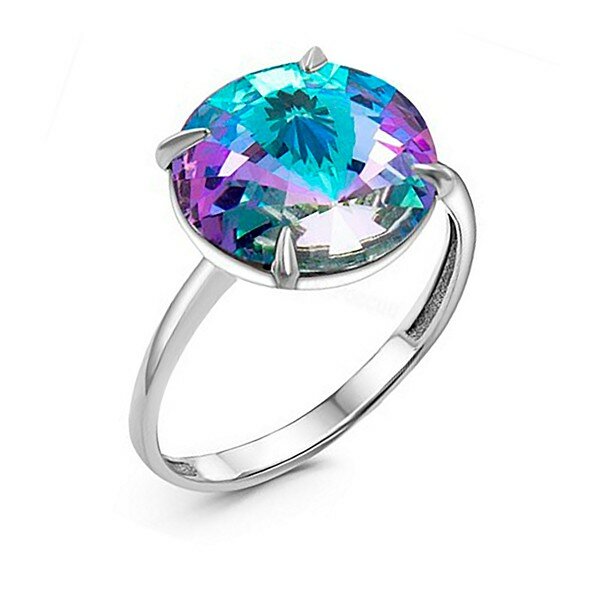 Кольцо, серебро, 925 проба, родирование, кристалл