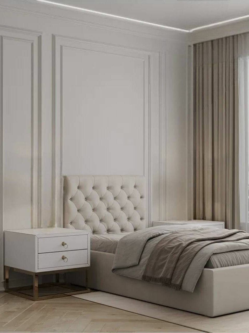 Кровать односпальная 80х200, Софа, с подъемным механизмом, ортопедеческим основанием и ящиками для белья, Слоновая кость