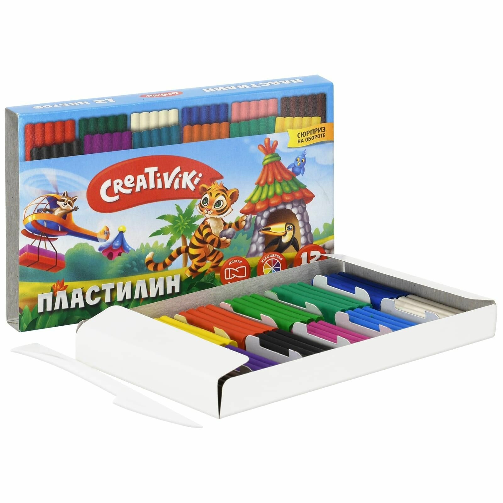 Пластилин Creativiki 12 цветов, 180 г, в коробке (ПЛ12КР)