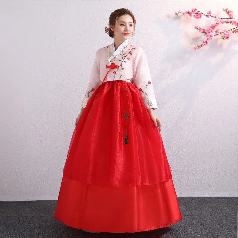 Женский традиционный корейский костюм Hanbok JUPAOPAO Красный, S, A2