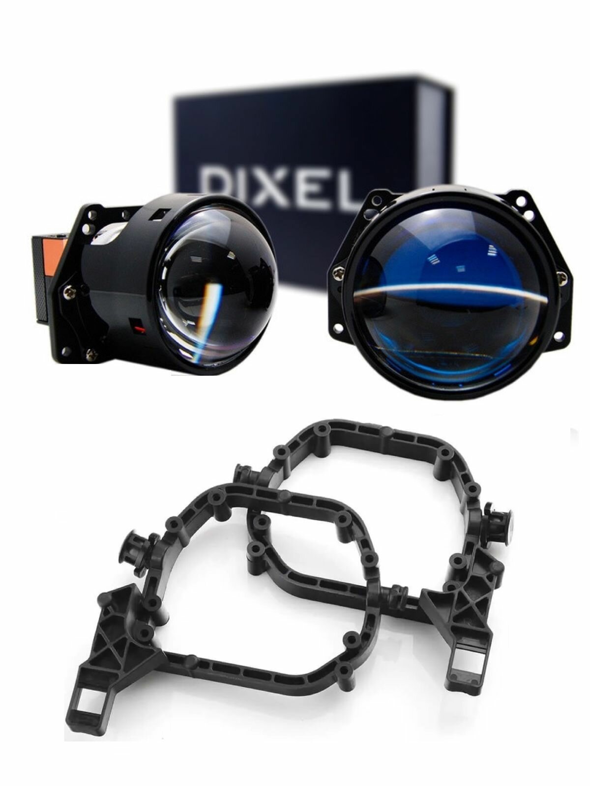 Билед линзы 5000k для Audi A4 B8 2007-2015 без AFS / с переходными рамками Ауди А4 Б8 / светодиодные biled 3 чипа / комплект