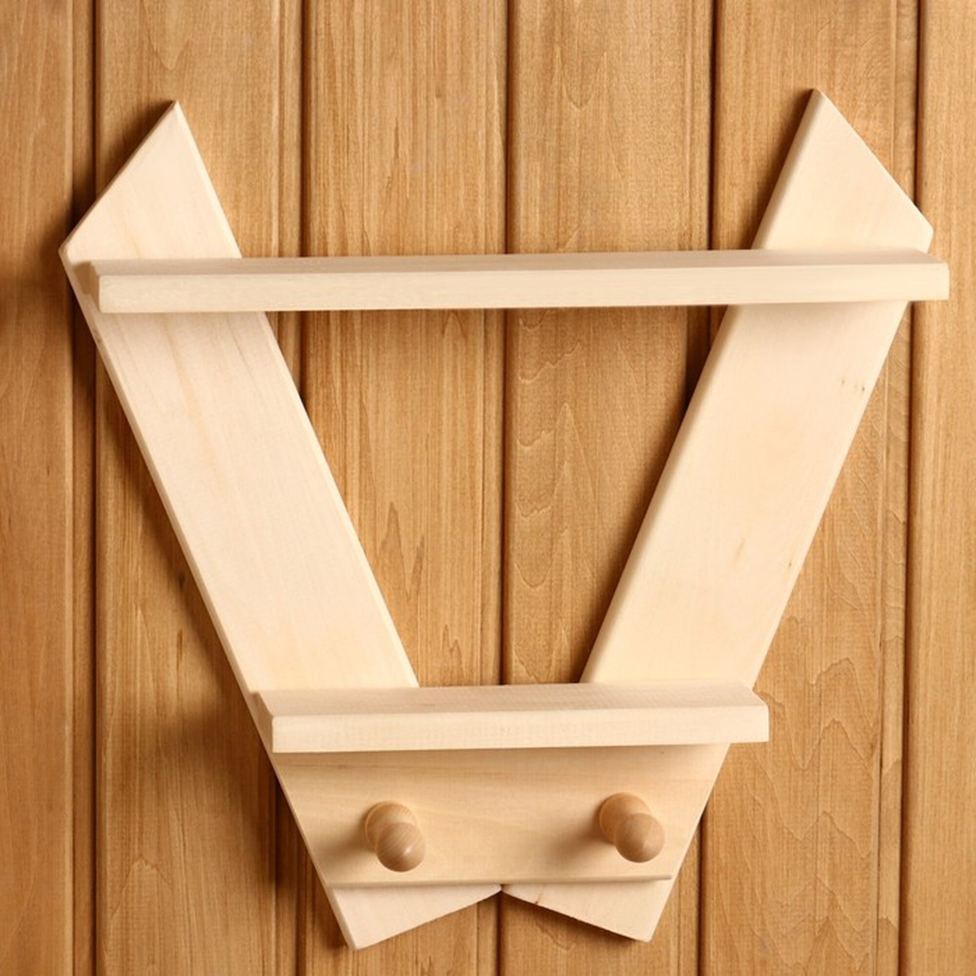 Полка-вешалка Добропаровъ «Зайчик», дерево, бежевая, 35x37x8 см