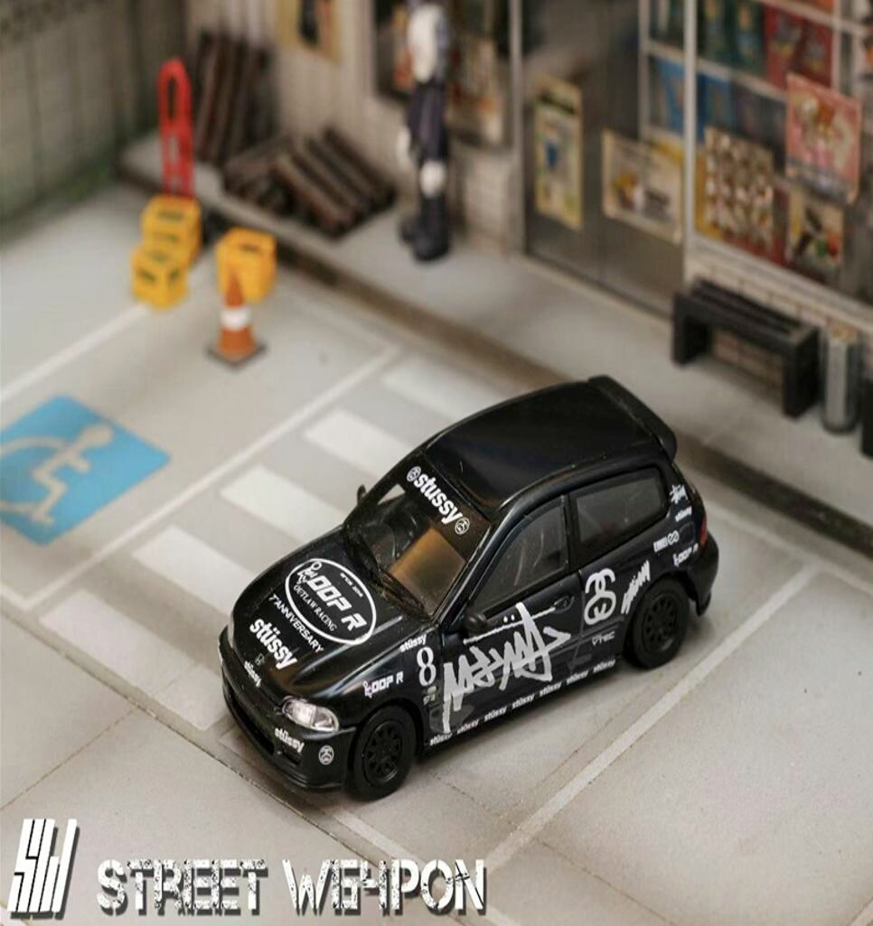 Коллекционная машинка Street Weapon 1:64 Honda Civic EG6 STUSSY black