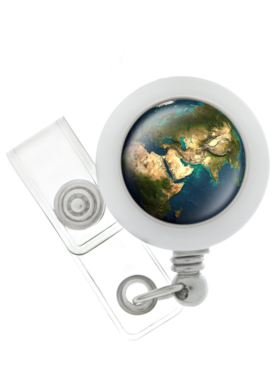 Держатель TINA BOLOTINA , для бейджа, с ретрактором, серебристый, планета земля