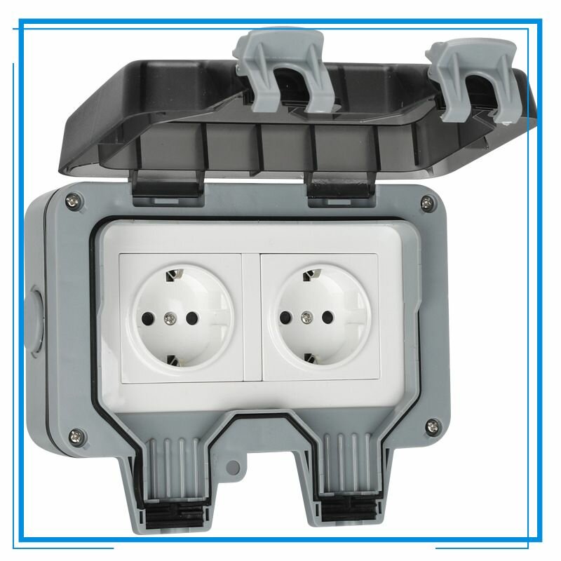 Розетка уличная USB IP66 влагозащищенная, садовая, влагозащитная, наружная с крышкой, электророзетка накладная с заземлением 16А