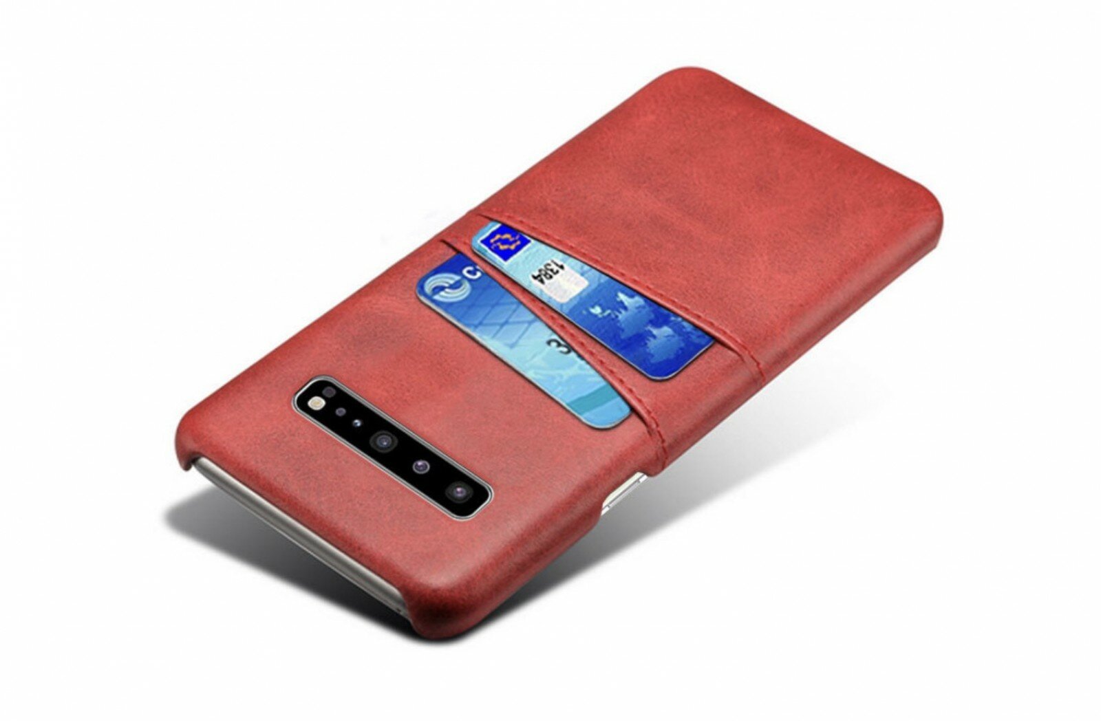 Чехол панель-накладка MyPads для Samsung Galaxy S10 Plus SM-G975F из импортной кожи с визитницей