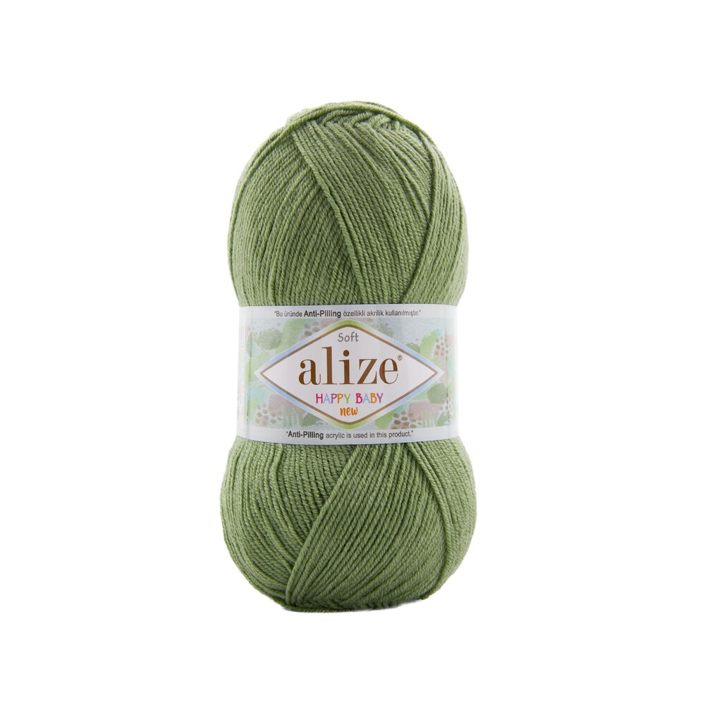 Пряжа для вязания Alize Happy baby new 485 зеленая черепаха 100 гр/320 м 10% бамбук, 90% антипилинг акрил