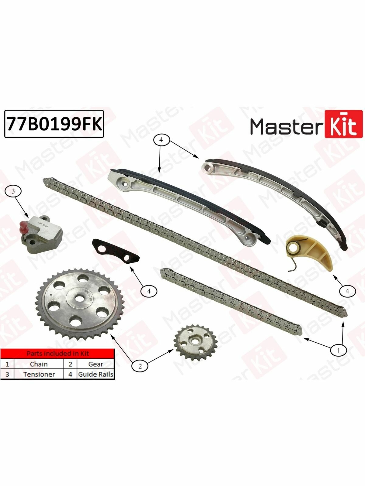 Комплект цепи ГРМ для а/м Mazda CX-7 / Мазда, MASTERKIT 77B0199FK