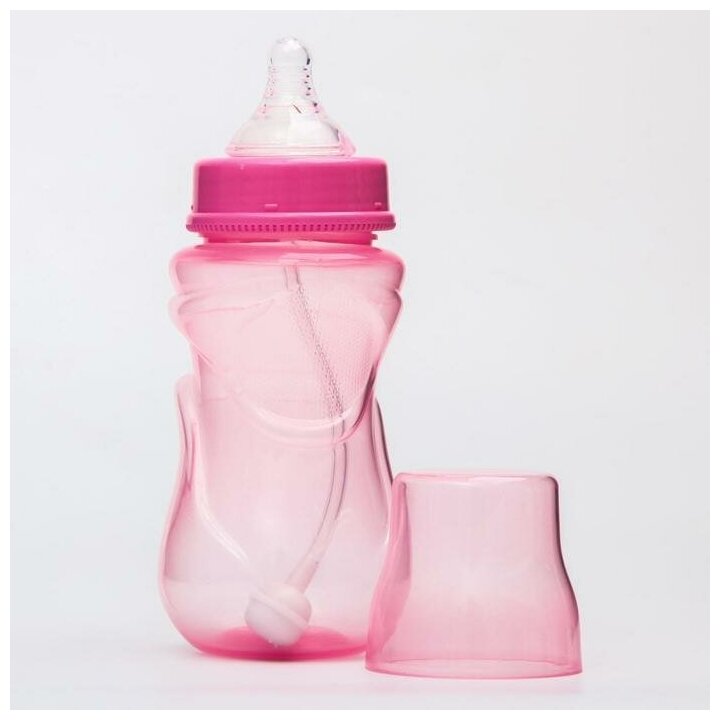 Бутылочка для кормления, широкое горло, от 6 мес, 300 мл, цвет розовый