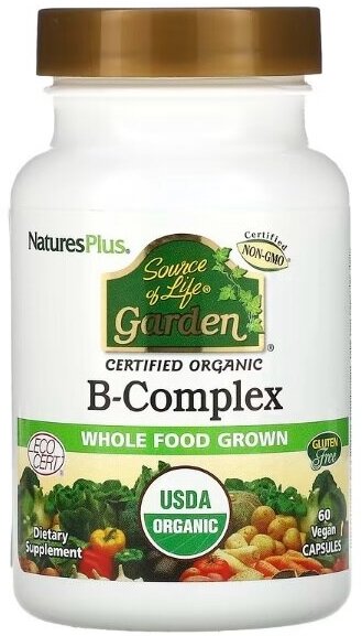 B-Complex Source of Life Garden (Органический B-комплекс) 60 вег капсул (NaturesPlus)