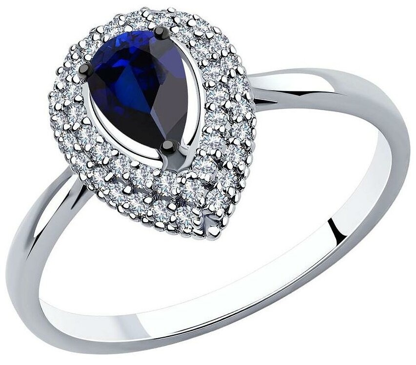 Кольцо, белое золото, 585 проба, сапфир