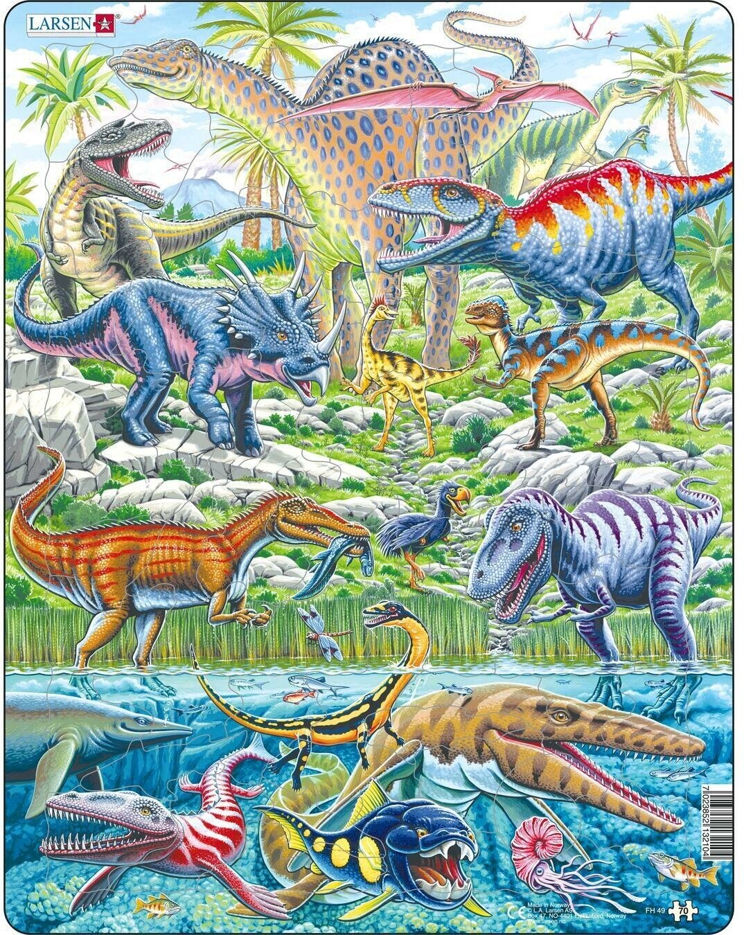 Пазлы для детей Larsen Динозавры-70 70 элементов, в ассортименте, интересные и развивающие
