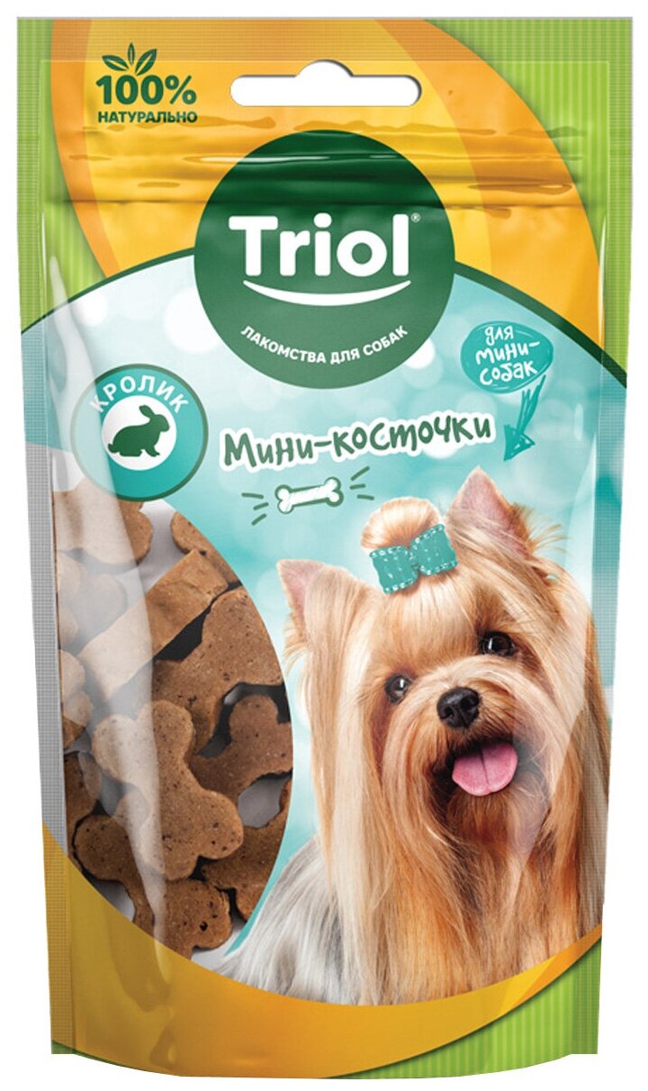 Лакомство TRIOL для собак маленьких пород мини косточки с кроликом 50 гр (1 шт)