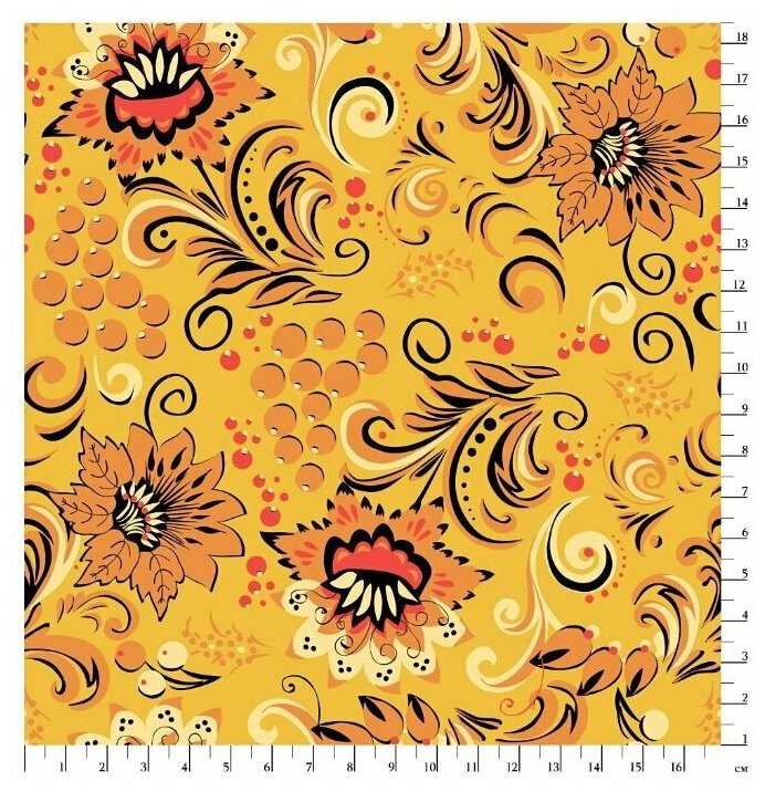 Ткани фасованные PEPPY (A - O) для пэчворка русские традиции фасовка 50 x 55 см 110 г/кв. м 100% хлопок РТ-09 желтый