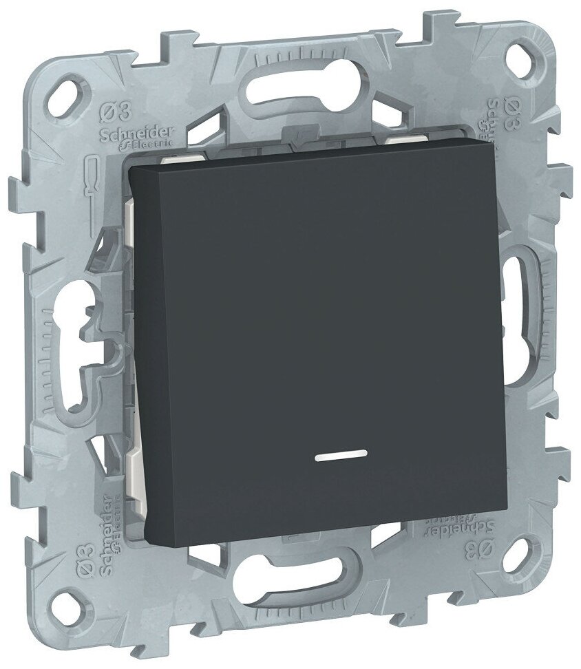 SE Unica New Антрацит Переключатель 1-клавишный, с подсветкой, сх. 6а