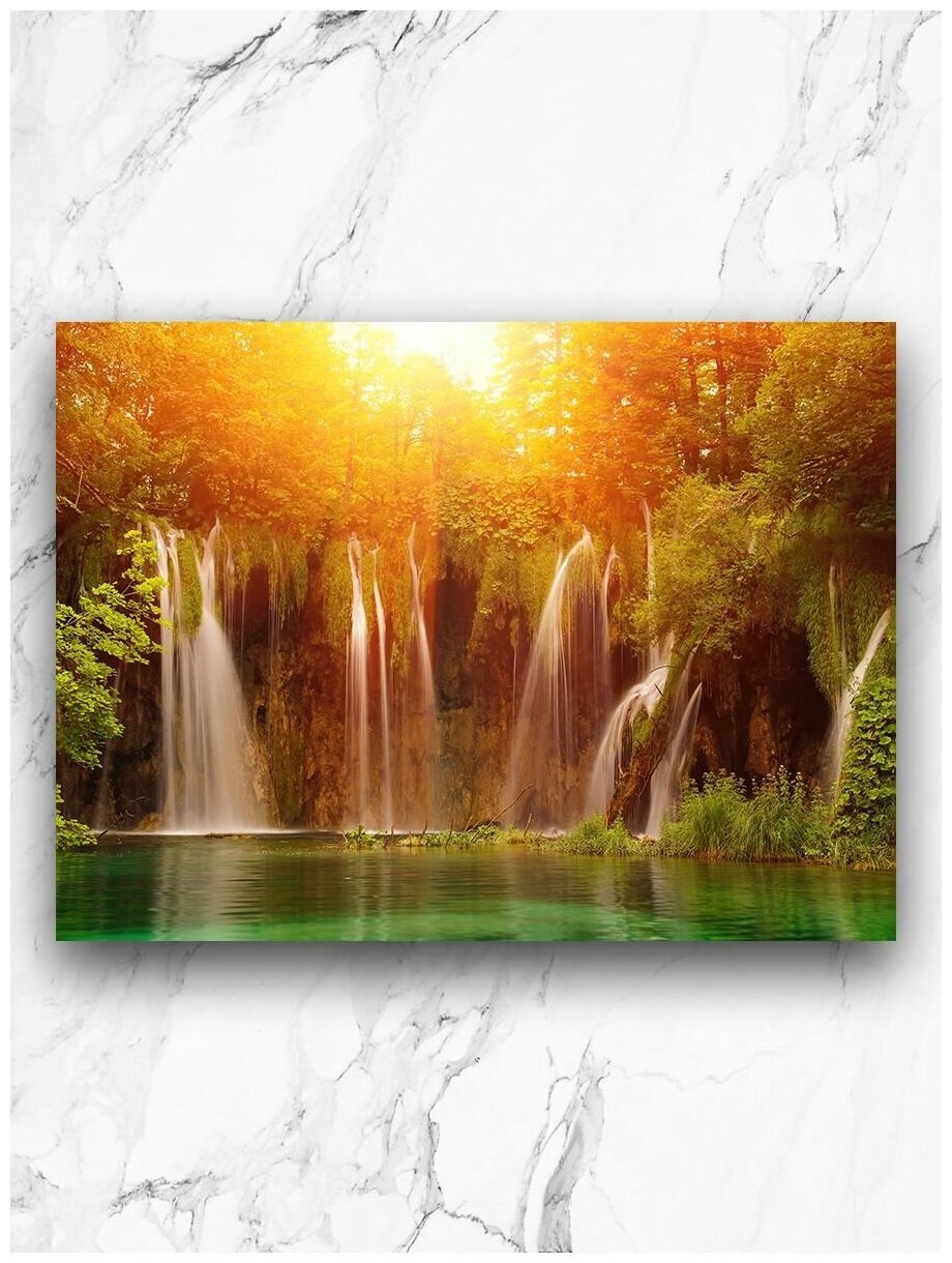 Картины для интерьера на холсте 60х80 см/ Водопад / Природа