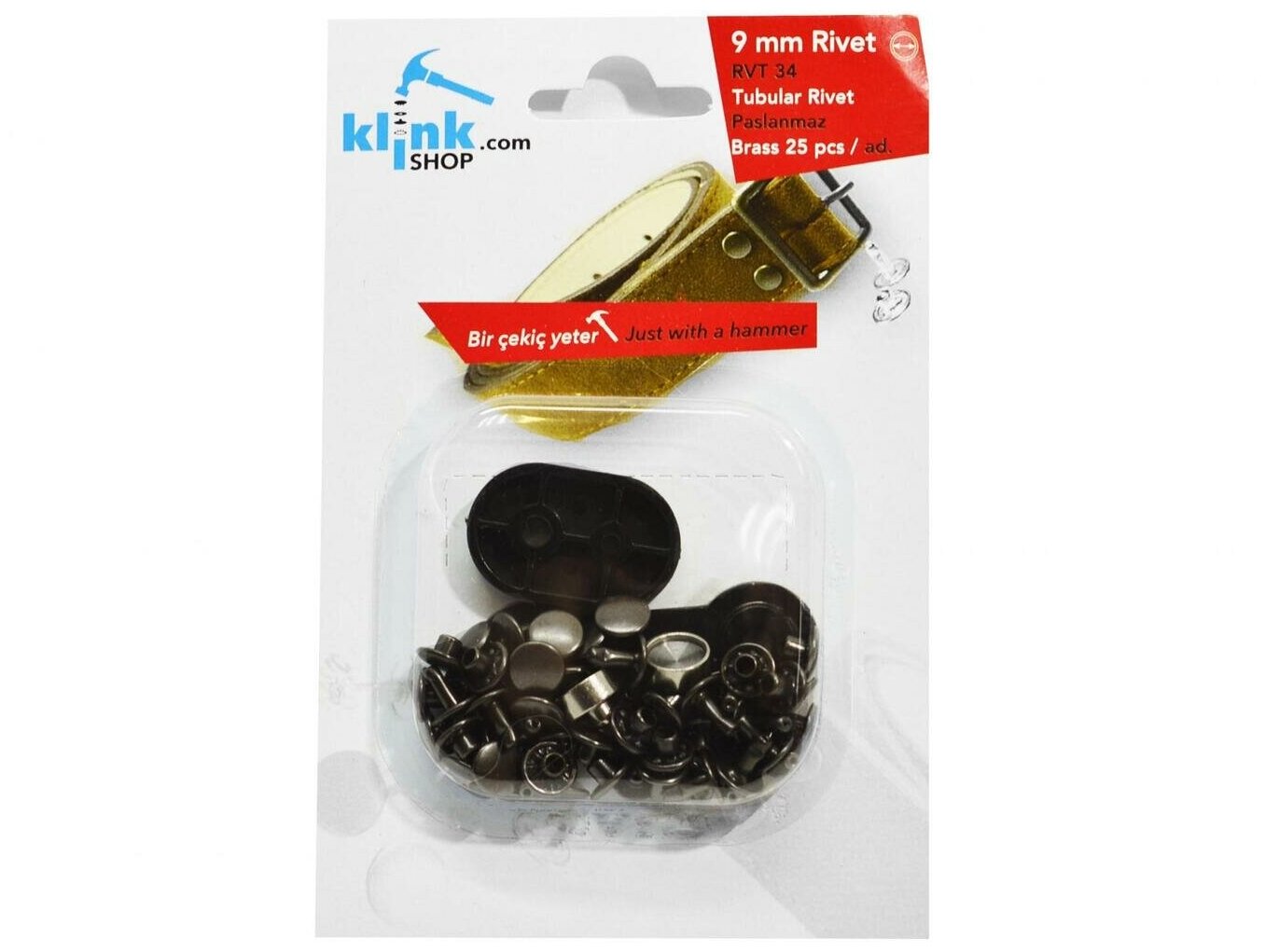 Набор хольнитены двухсторонние и инструмент №34 9мм цв. Оксид (уп.25 компл.) Proknopka