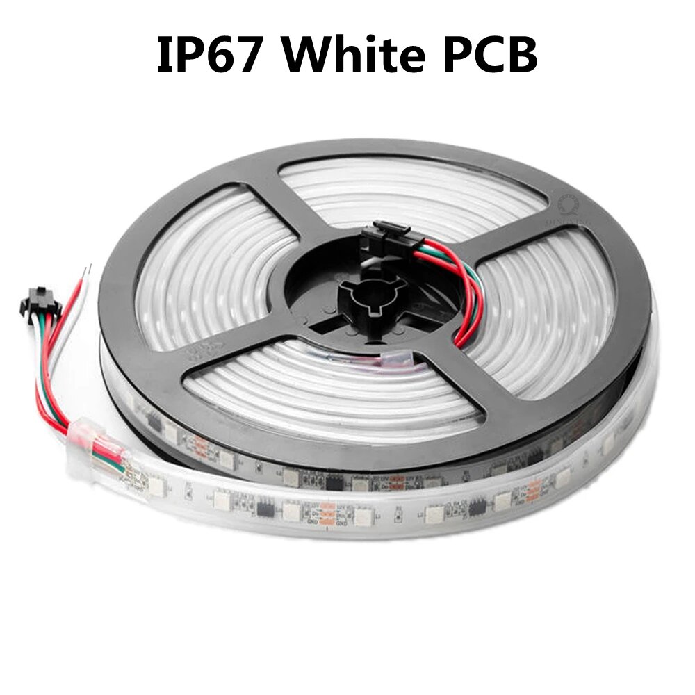 QINGYING RGB светодиодная лента WS2811 12/24В 30/48/60/72/84 LEDs/m IP67 IP67 White PCB, 24V 84 Leds